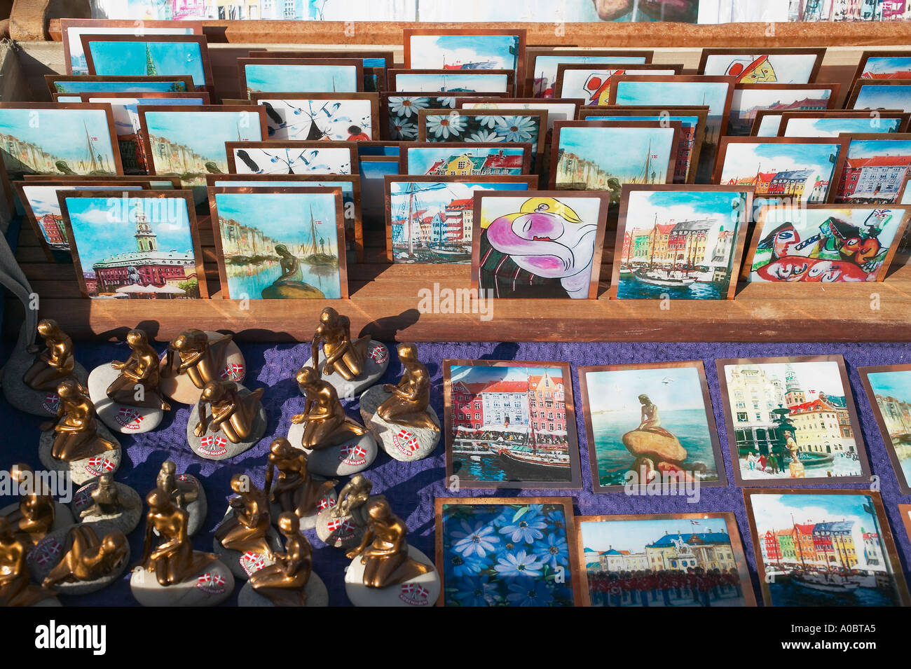 Souvenirs display on merchant stall beside the Little Mermaid statue ...