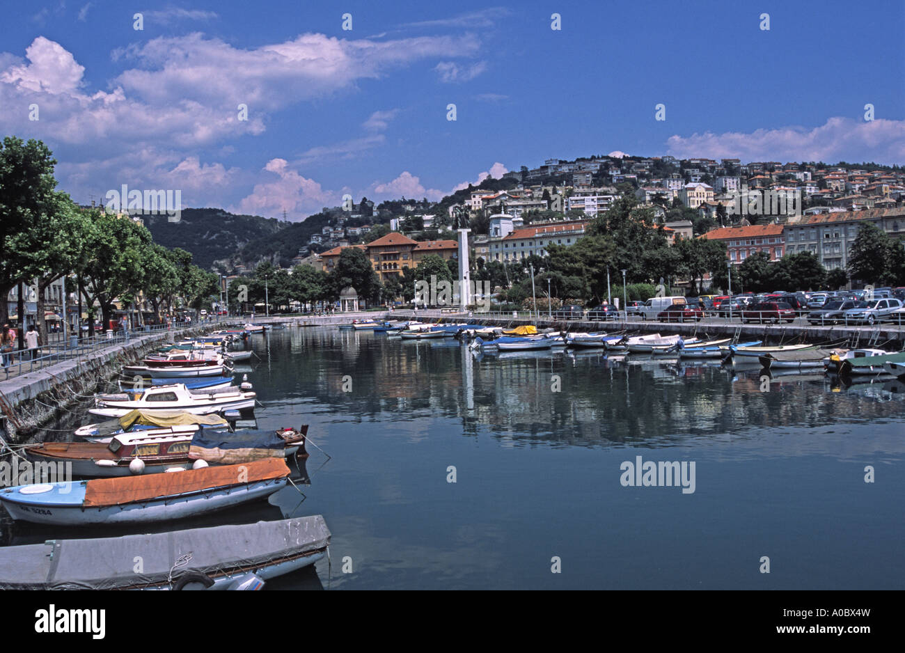 The promenade and River Reka in the Croatian coastal city of Rijeka ...