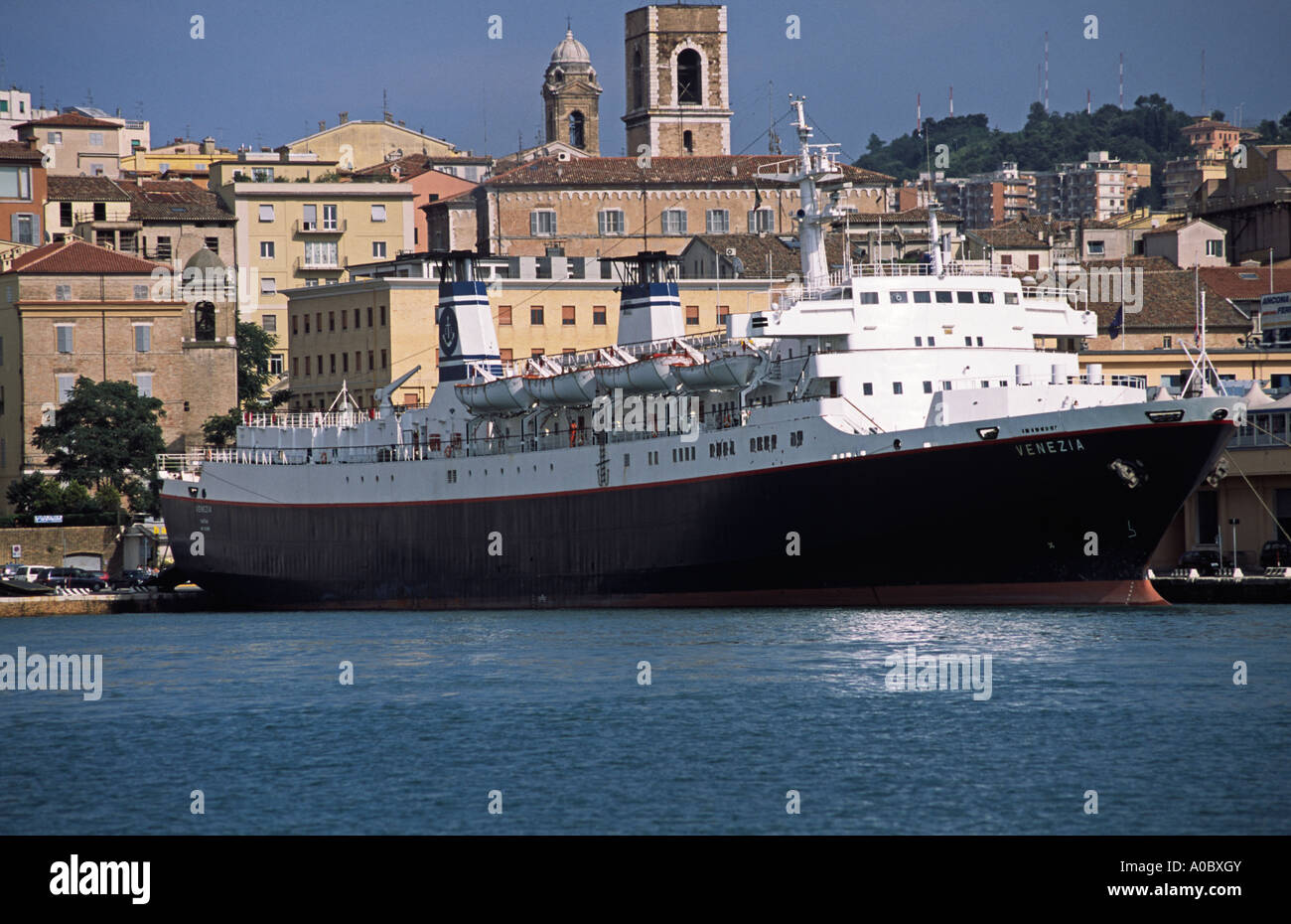 The car ferry Venezia, sailing from Ancona in Italy to Durres in ...