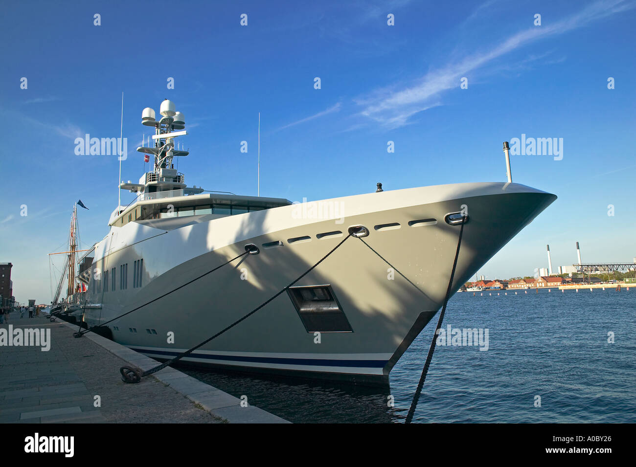 "Skat" luxury yacht moored in Copenhagen harbour, Denmark, Europe Stock ...