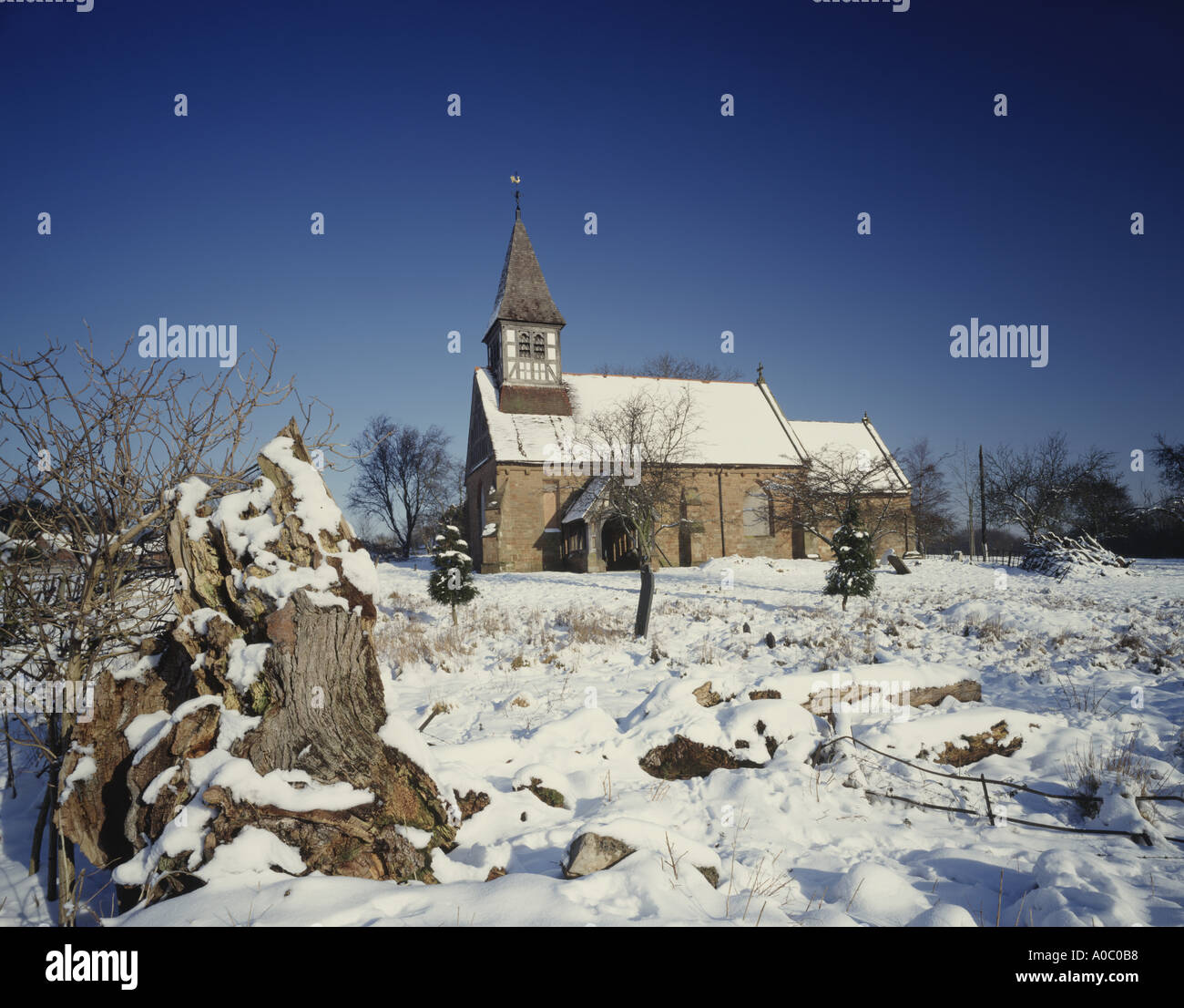 church snow scene Stock Photo - Alamy
