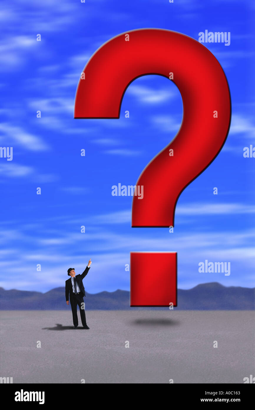 Businessman and question mark future decision hi-res stock photography ...