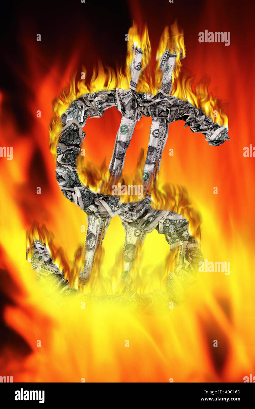 Dollar bills burning in flames hi-res stock photography and images - Alamy
