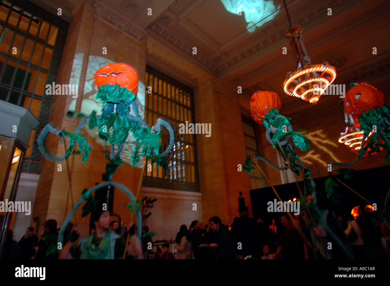 Pumpkinhead puppets by Ralph Lee at Halloween event in Grand Central ...