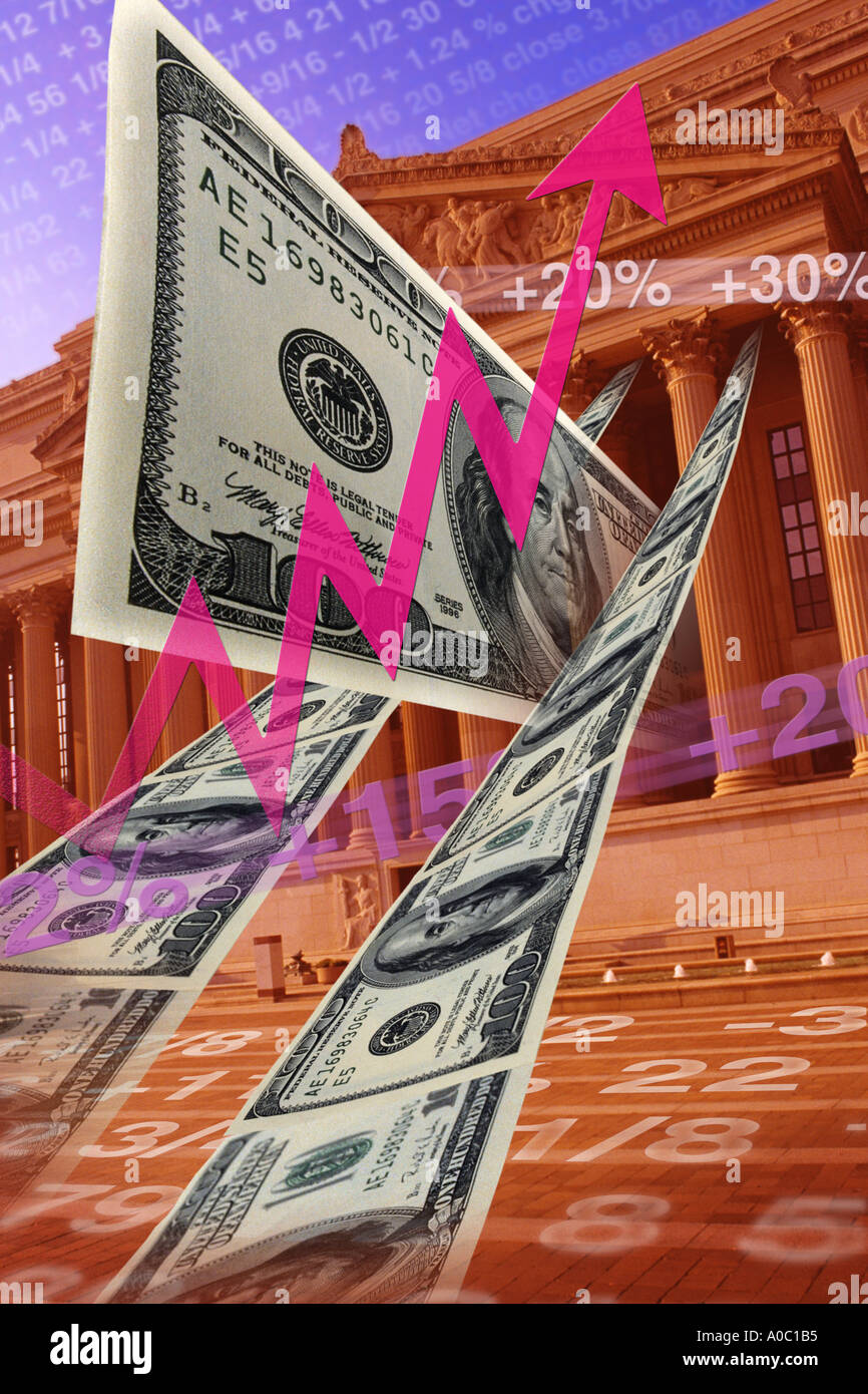 Money in front of bank Stock Photo - Alamy