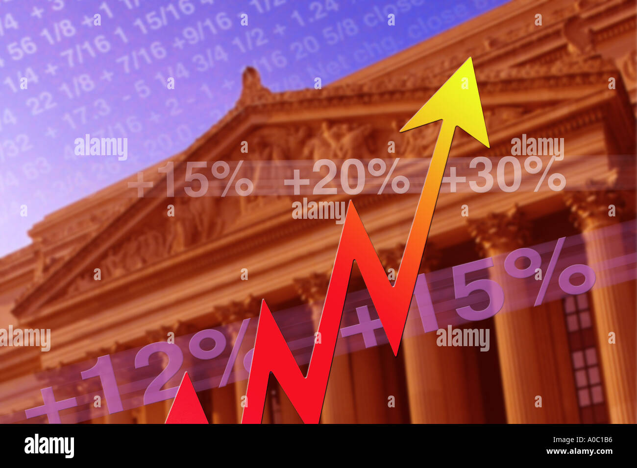 Stock symbols in front of bank Stock Photo - Alamy