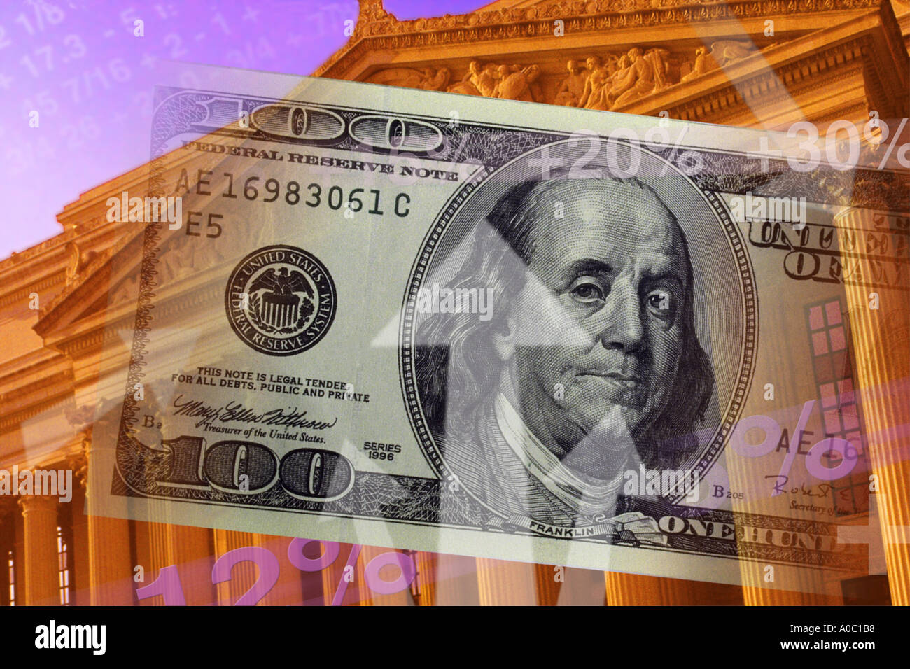 Money in front of bank Stock Photo - Alamy