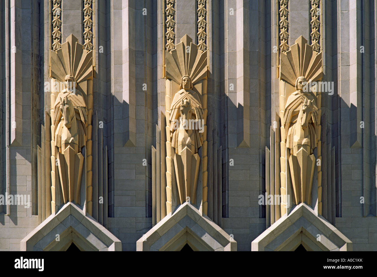 Circuit Riders figures at entrance, United Methodist Church, Tulsa ...