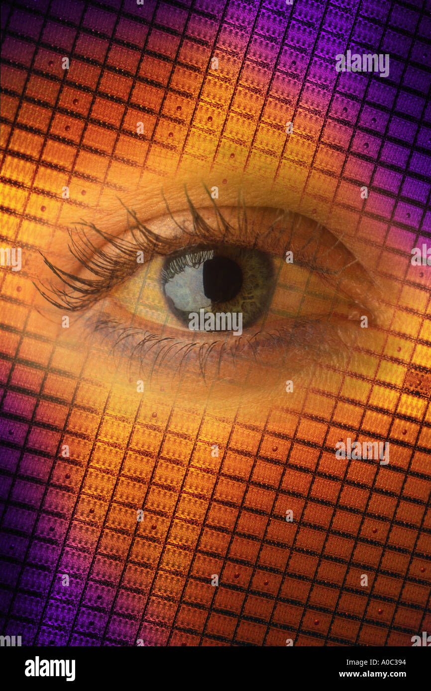 Montage of eye and computer wafer Stock Photo - Alamy