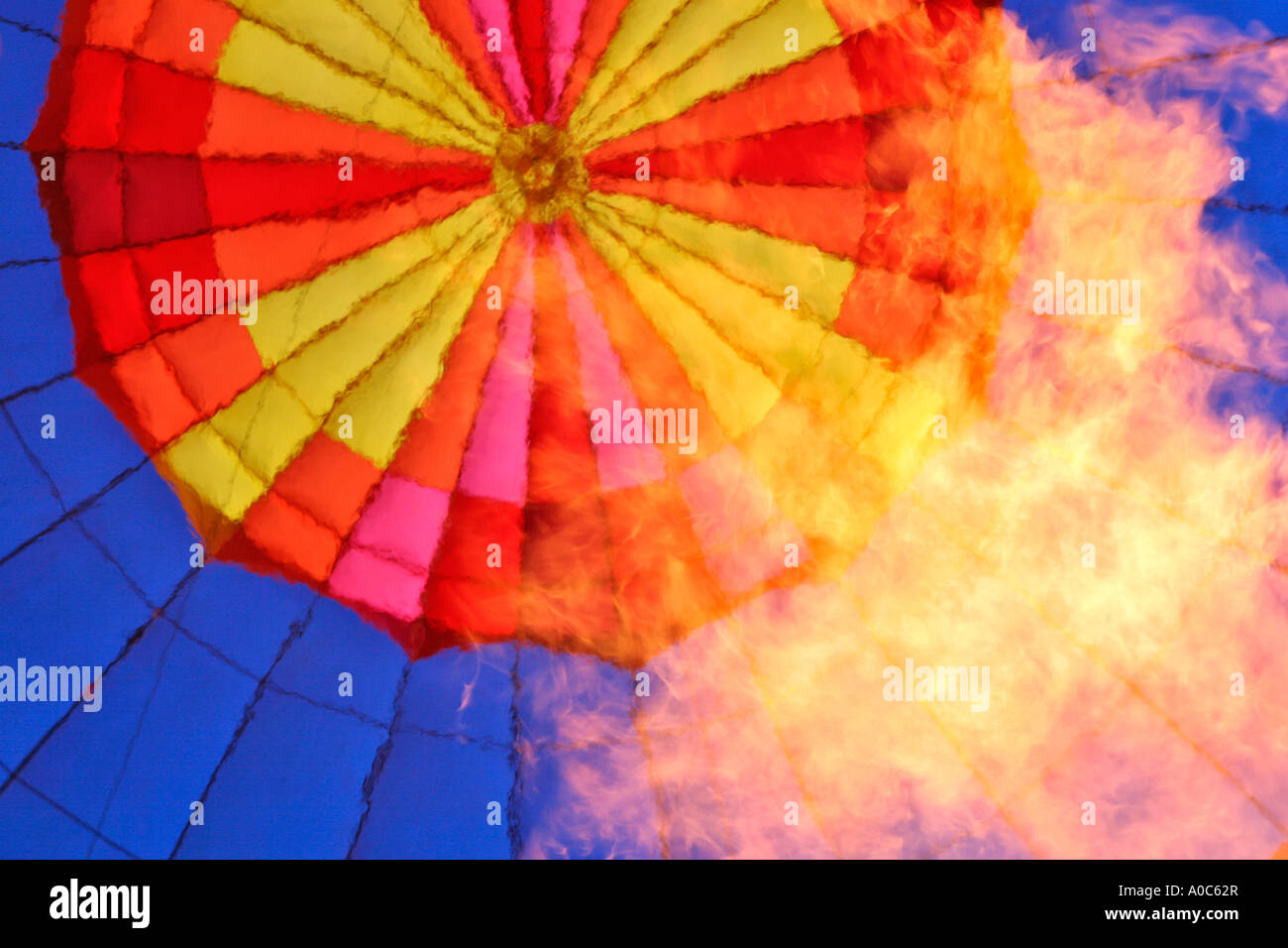 Flame sends waves of heat into hot air balloon Stock Photo - Alamy