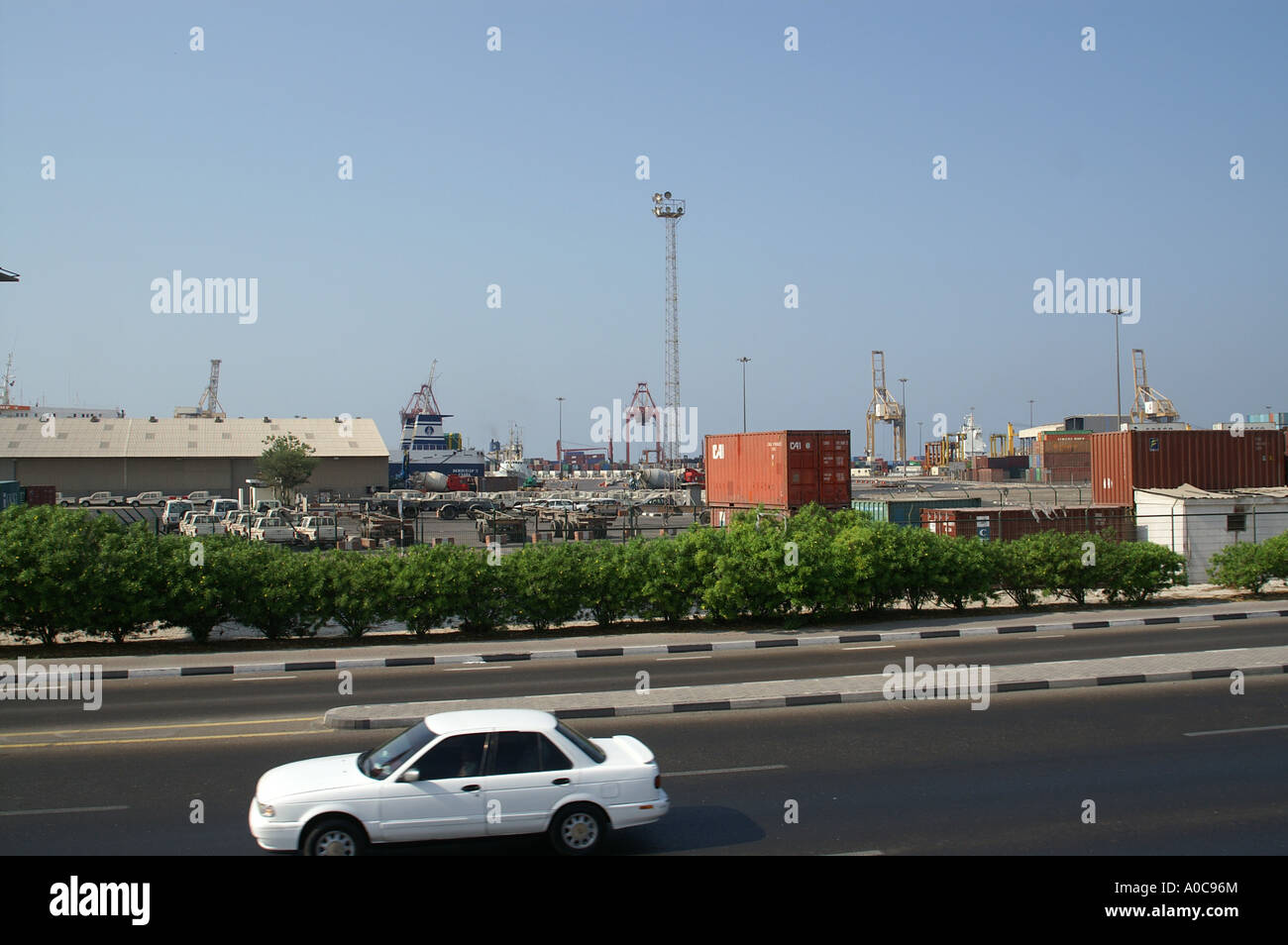 Container terminal port Rashid Al Khaleej Road Dubai UAE Stock Photo ...