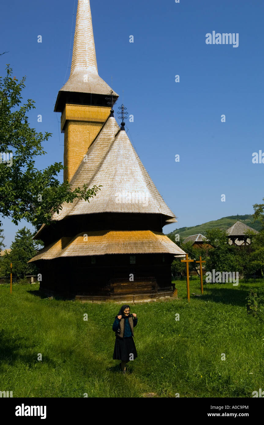 Europe Romania Maramures Bogdan Voda village in Iza valley, old wooden ...
