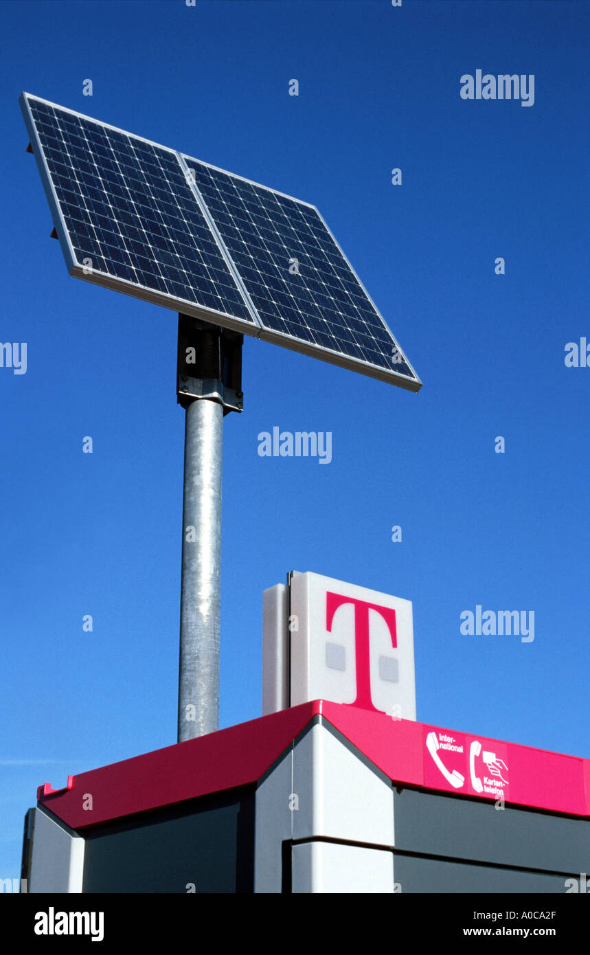 SOLAR electric power panel panels on a telephone booth Energy from sun ...