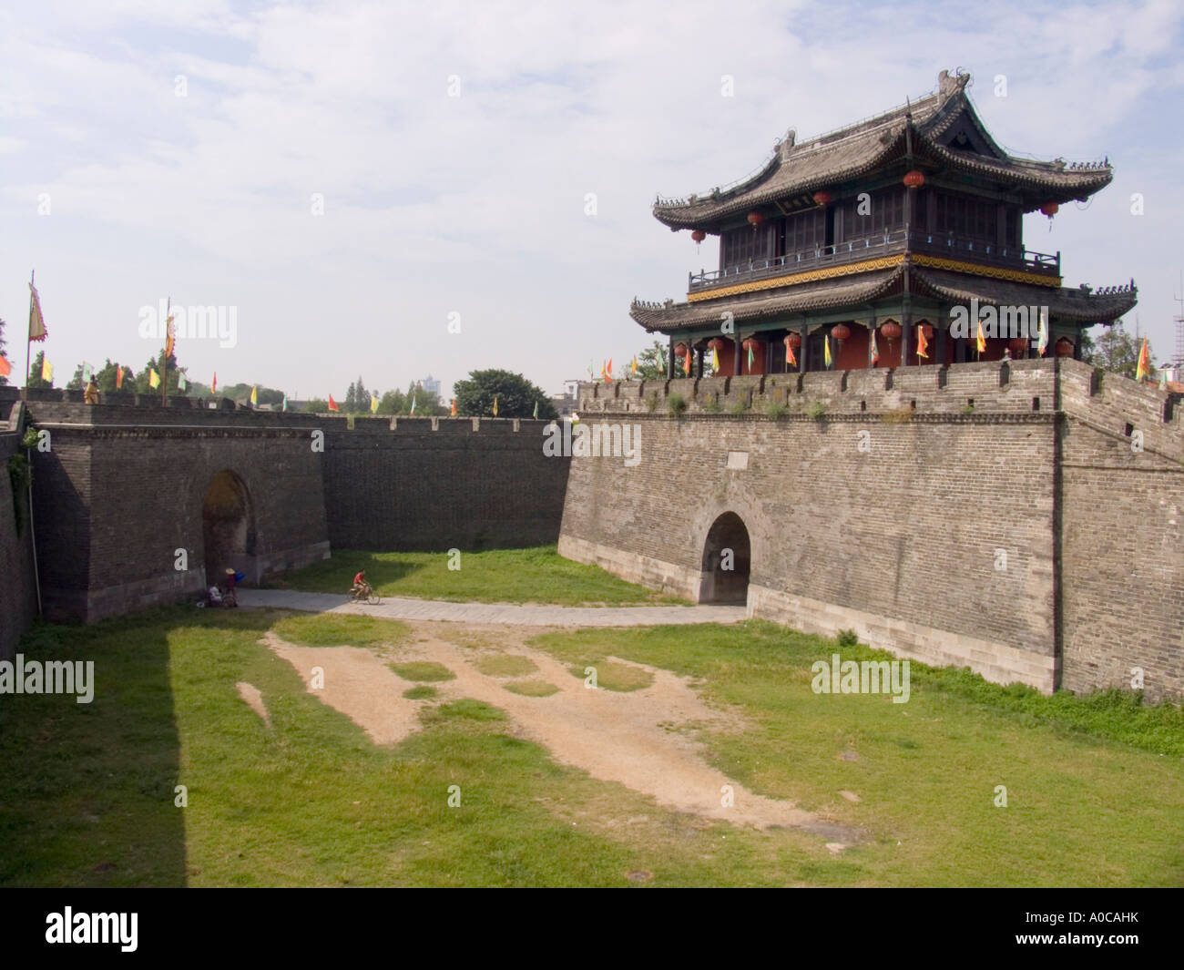 The City Wall and the City Gate Tower of Jingzhou in Hubei province ...