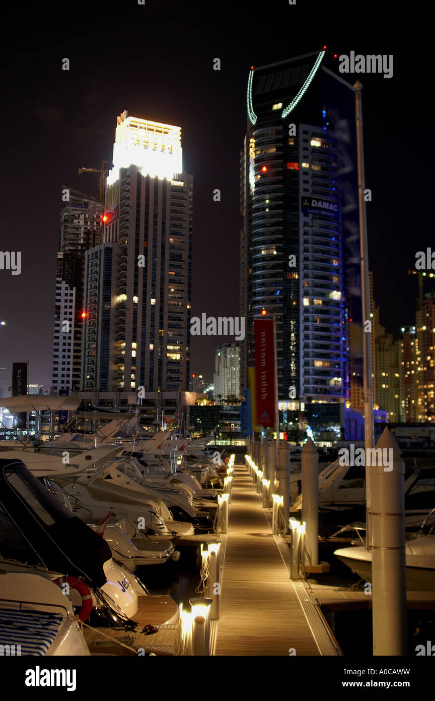 Marsa Marina at night Jumeirah beach residence Dubai UAE United Arab ...