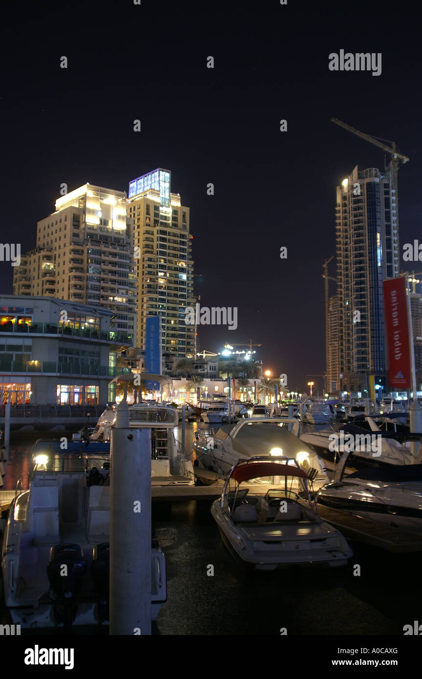 Marsa Marina at night Jumeirah beach residence Dubai UAE United Arab ...