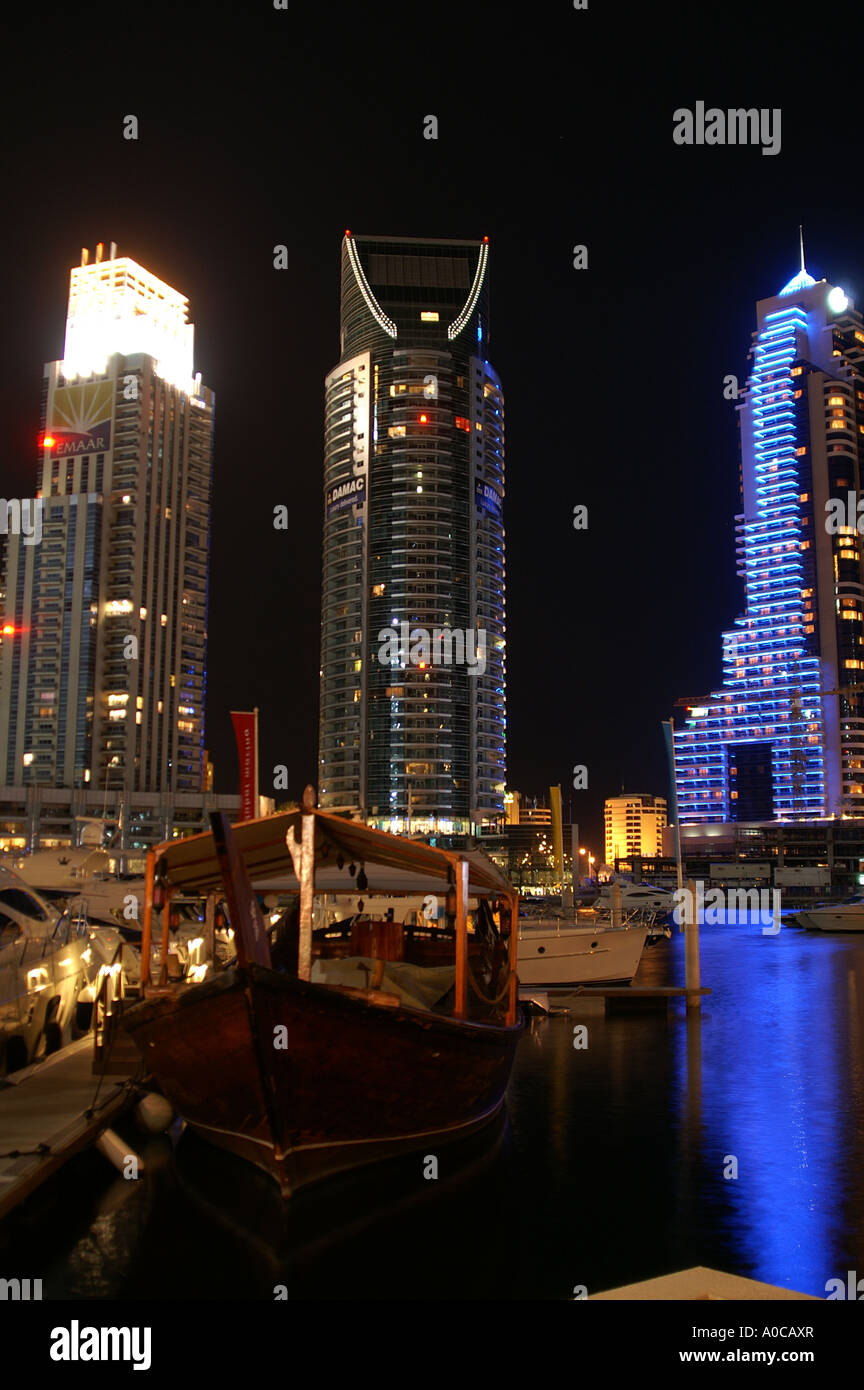 Marsa Marina at night Jumeirah beach residence Dubai UAE United Arab ...