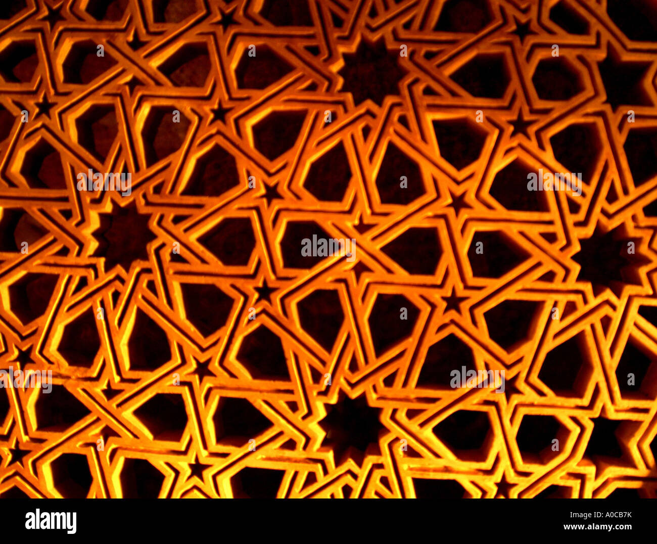 Moorish patterns woodcarving at Alhambra Granada Andalucia Spain Stock ...