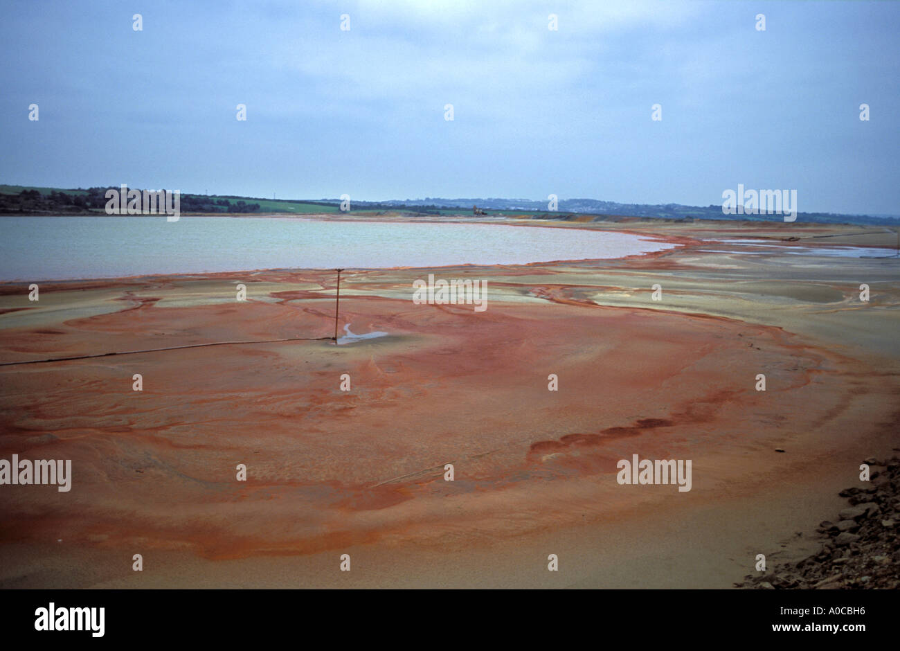 Tailings lake of Wheal Jane tin mine in Cornwall Lake overflowed in Feb ...