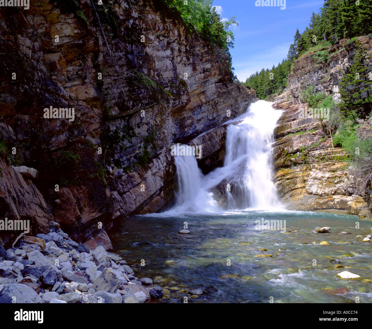 Cameron Falls Waterton Lakes National Park Alberta Canada Stock Photo ...