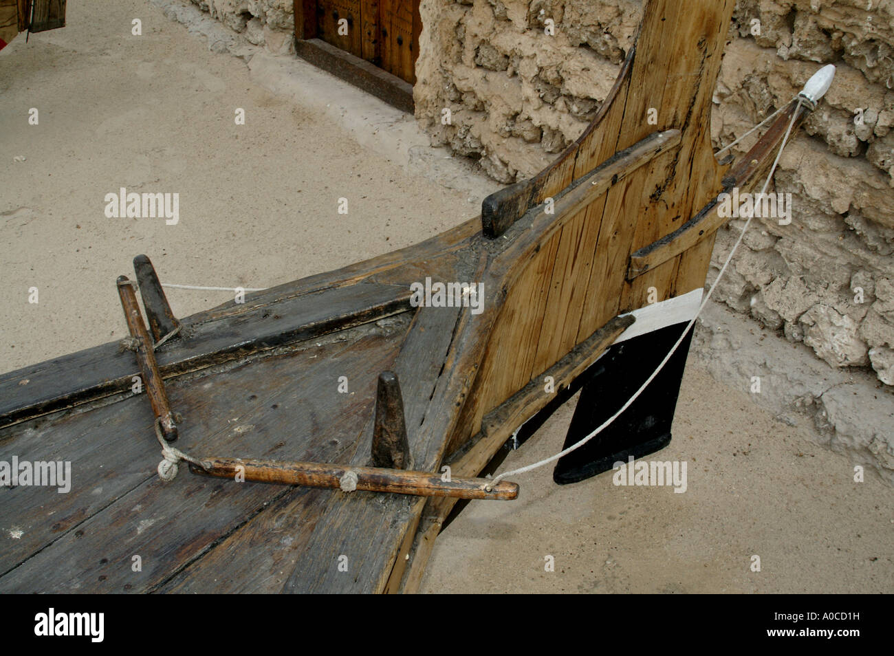 Stern and rudder of pearling boat on display in Dubai Stock Photo - Alamy