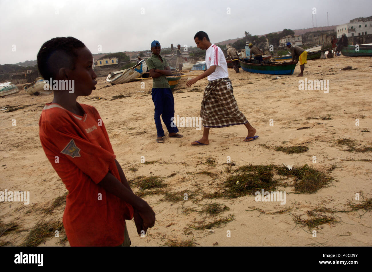 Daily life in the fishing port town of Merca on the Indian Ocean, Lower ...
