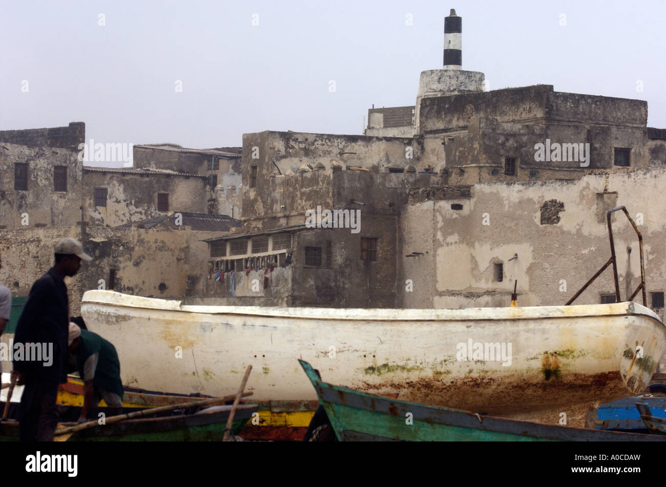 Daily life in the fishing port town of Merca on the Indian Ocean, Lower ...
