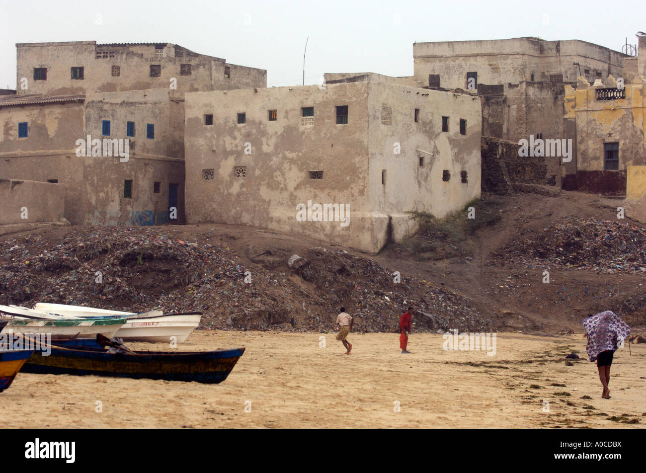 Daily life in the fishing port town of Merca on the Indian Ocean, Lower ...