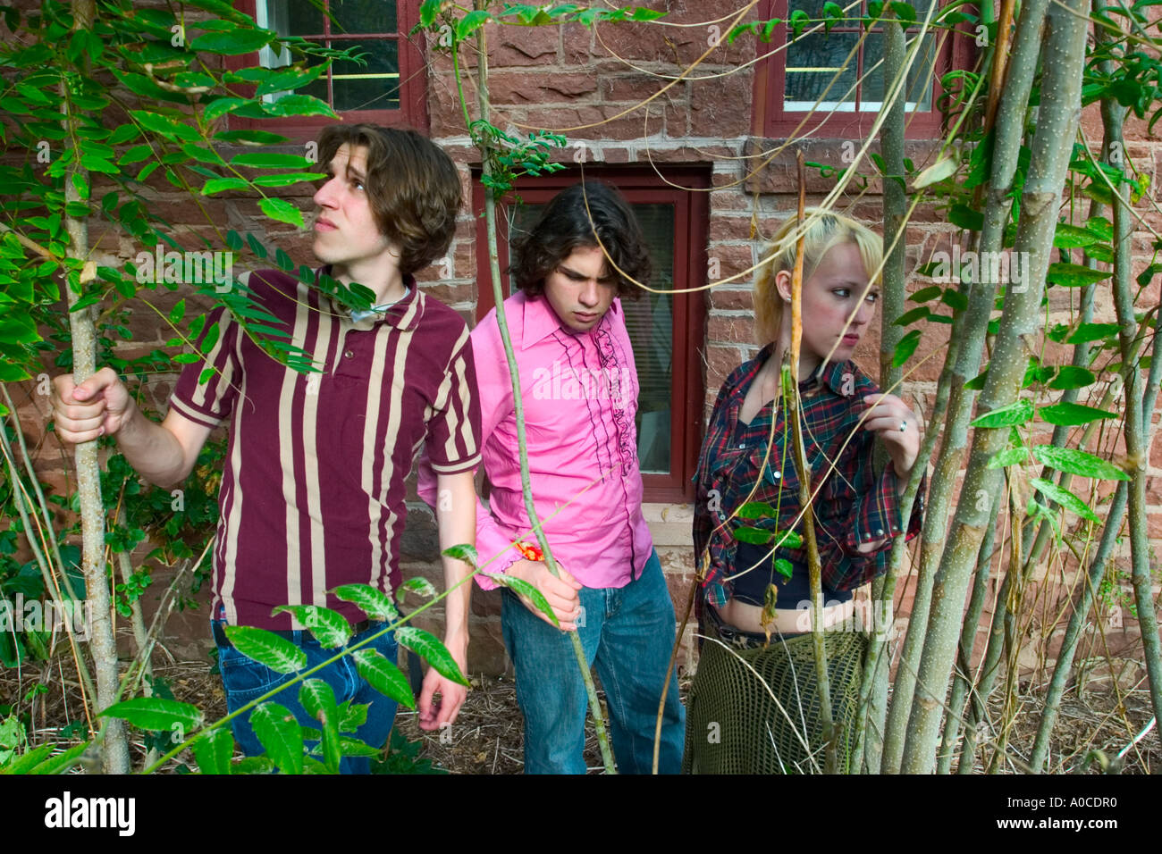 Three teenagers searching Stock Photo - Alamy