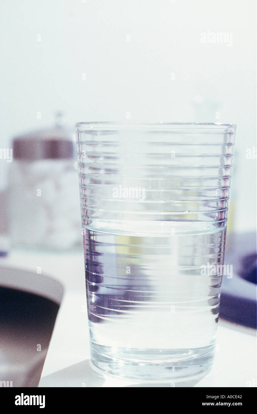 water glass in bathroom Stock Photo - Alamy