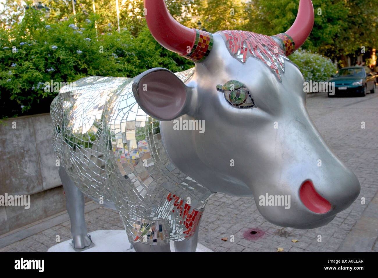 cow parade in street athens Stock Photo - Alamy