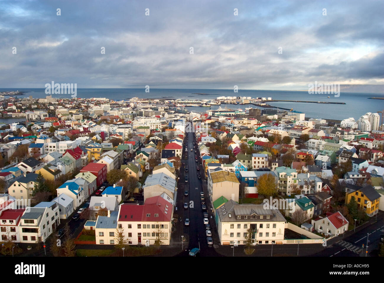Overlooking colourful old town Reykjavik Stock Photo - Alamy