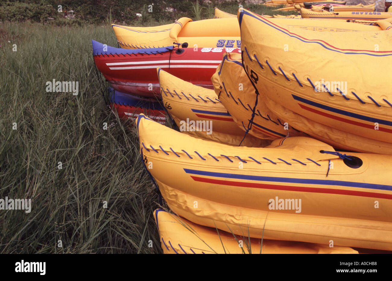 Colourfull canoes hi-res stock photography and images - Alamy