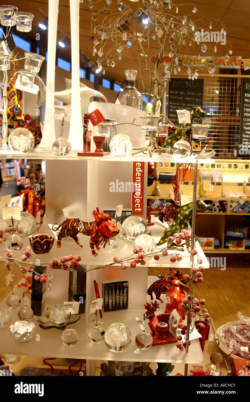 Display stand of gifts in shop at Eden Project Cornwall Stock Photo - Alamy