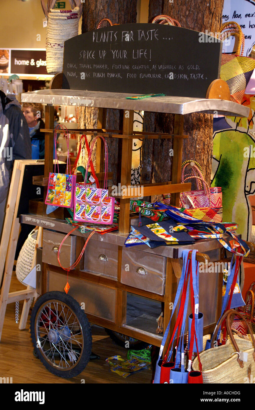 Display stand of gifts in shop at Eden Project Cornwall Stock Photo - Alamy