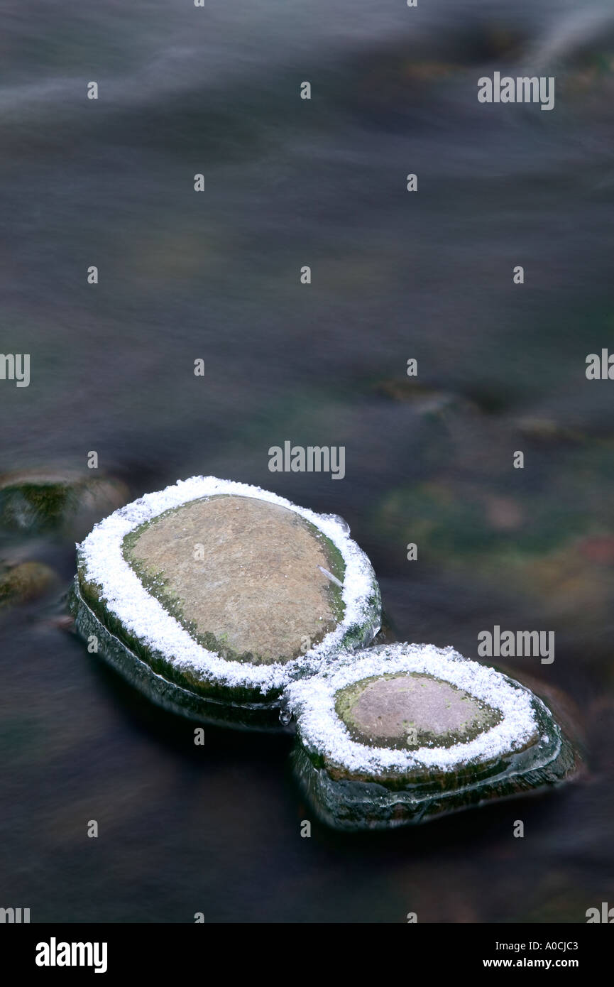 Rim ice and snow on Lostine River Oregon Stock Photo - Alamy