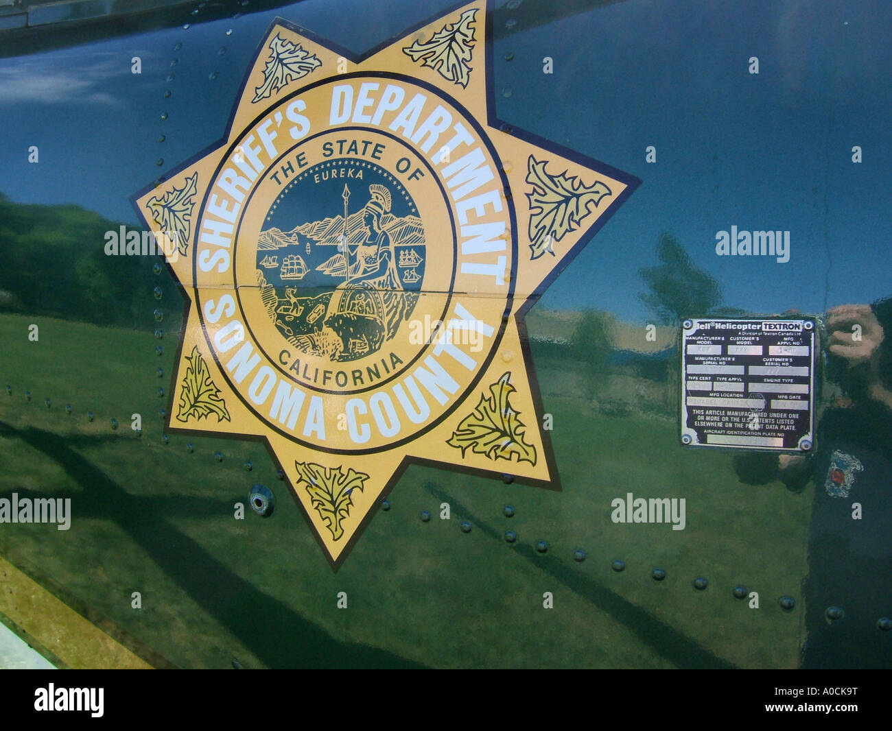 The Sonoma County Sheriffs emblem is painted on helicopter Henry 1 ...