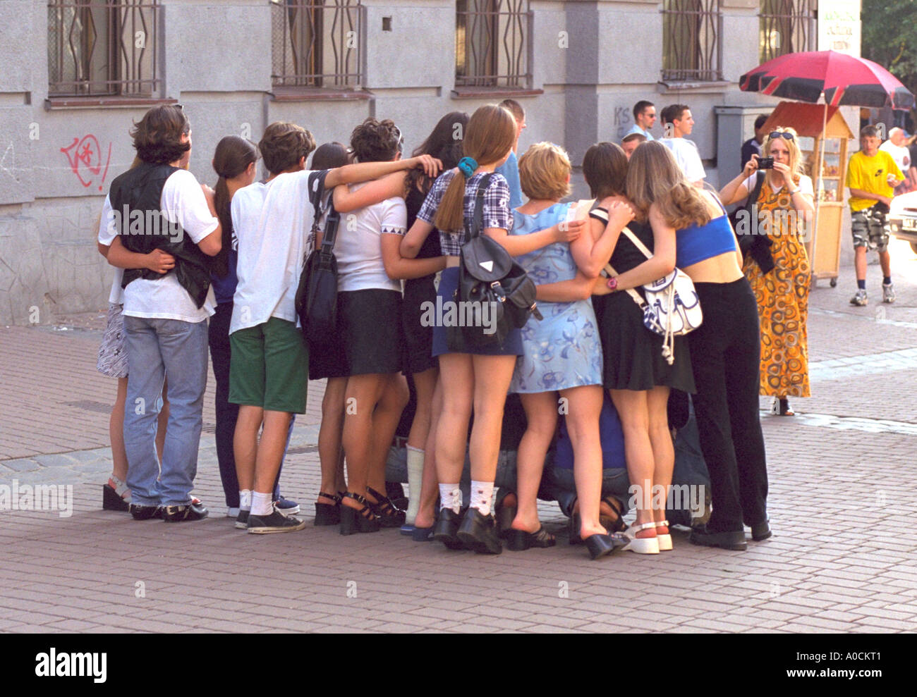 Group of teen girls age 16 posing for a picture. Zakopane Poland Stock ...