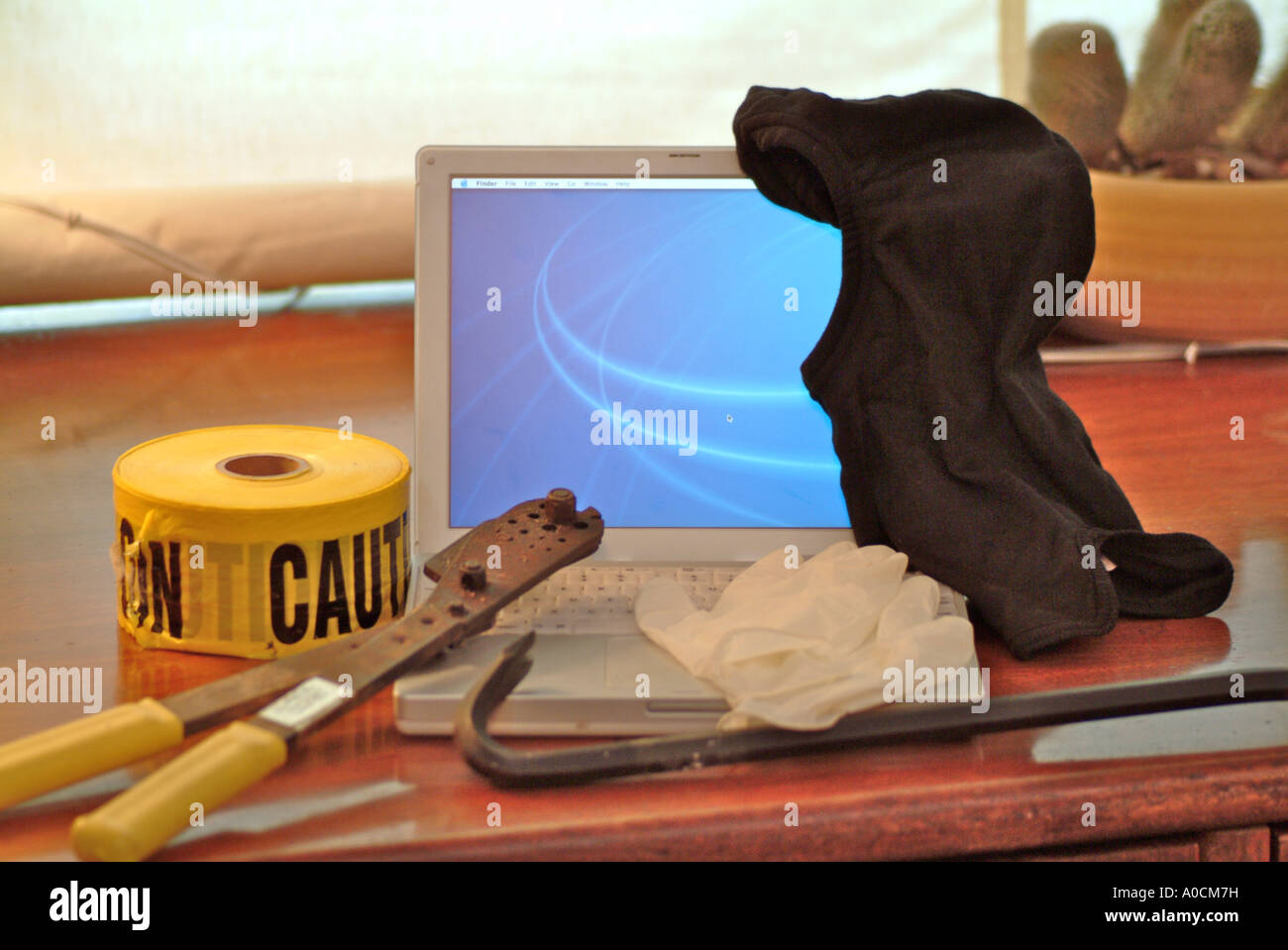 Computer crime scene tape hi-res stock photography and images - Alamy