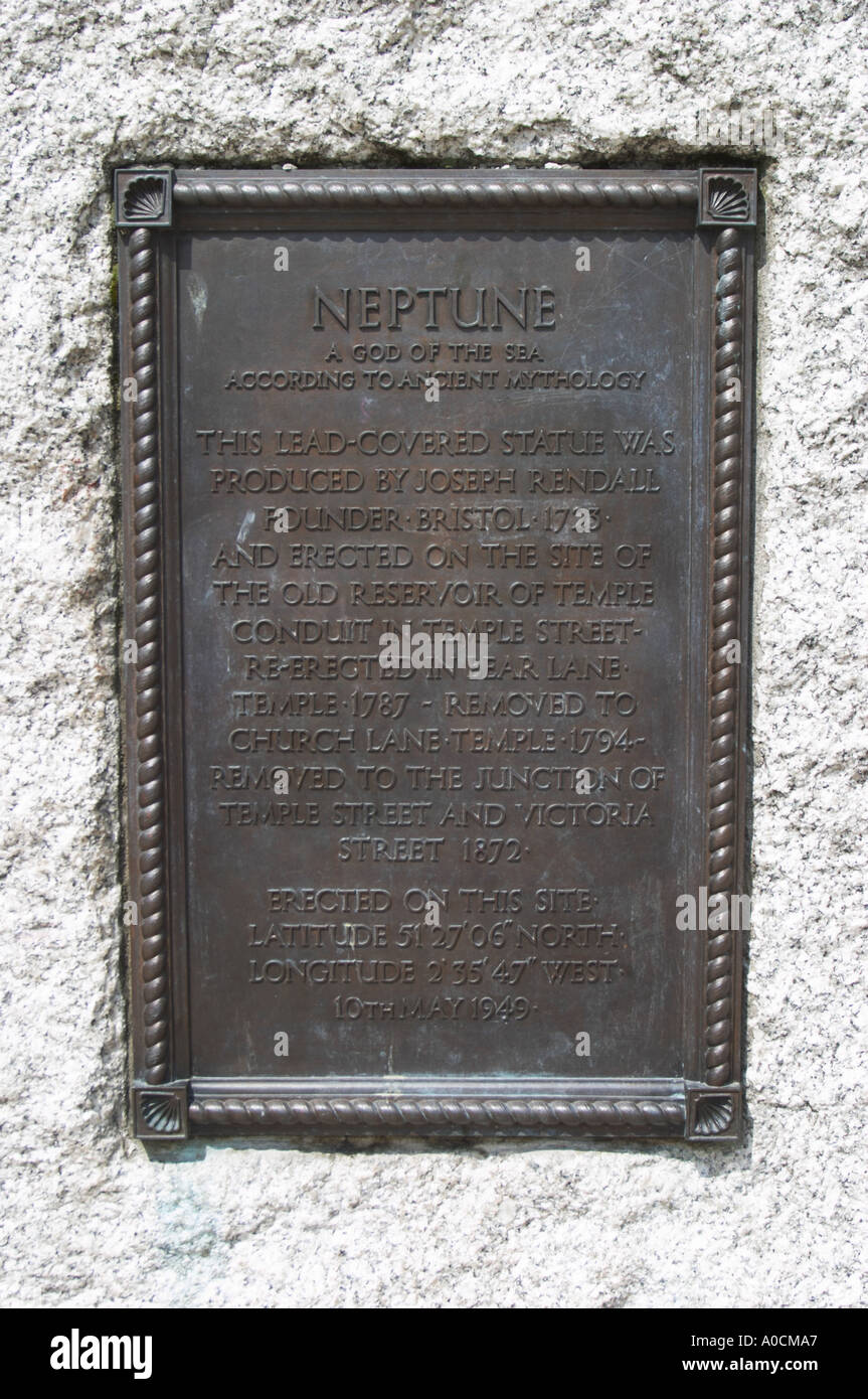 Plaque about the statue of Neptune the Roman God of the sea at ...