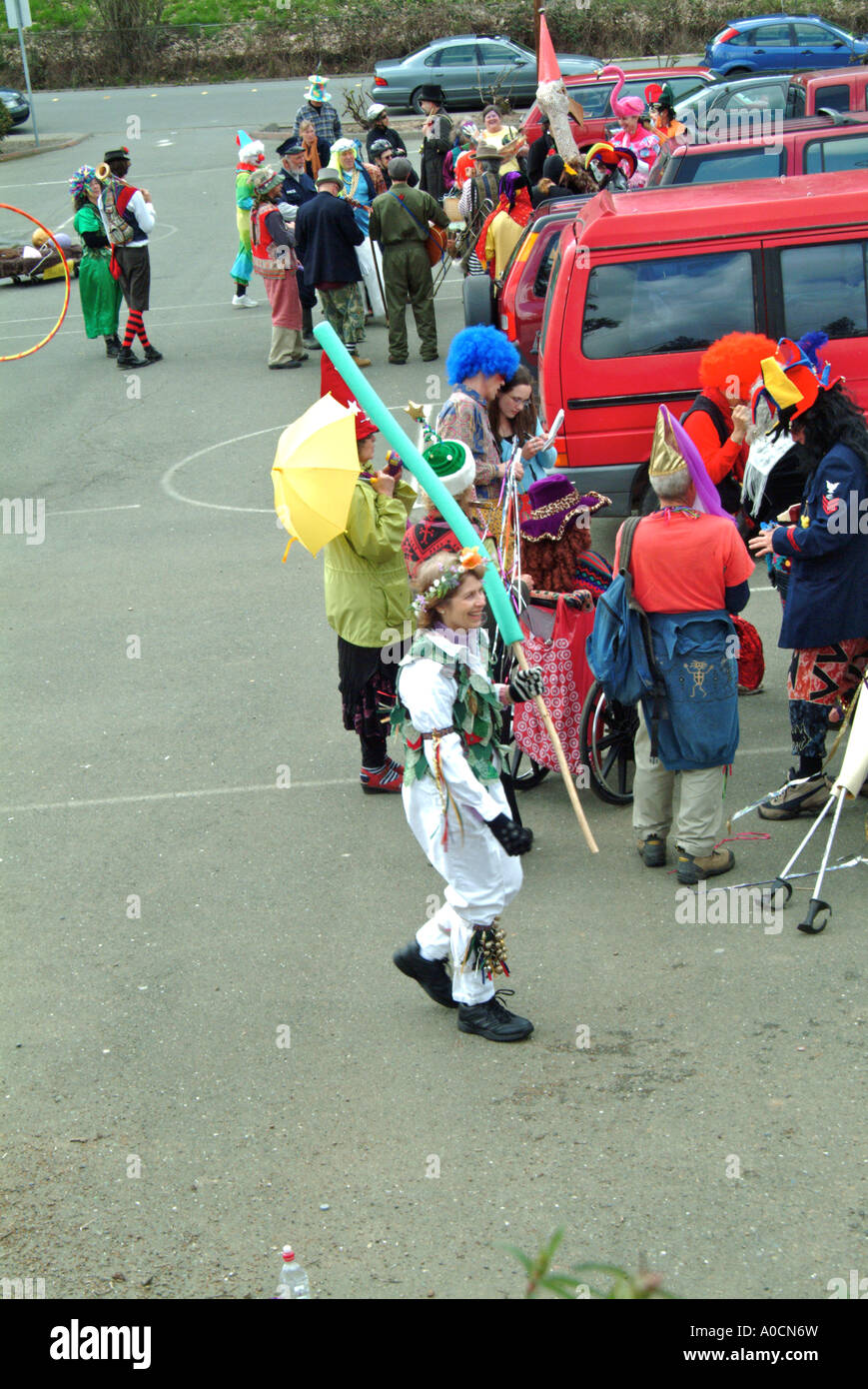 Parade Marchers gather in the parking lot before the annual Occidental ...