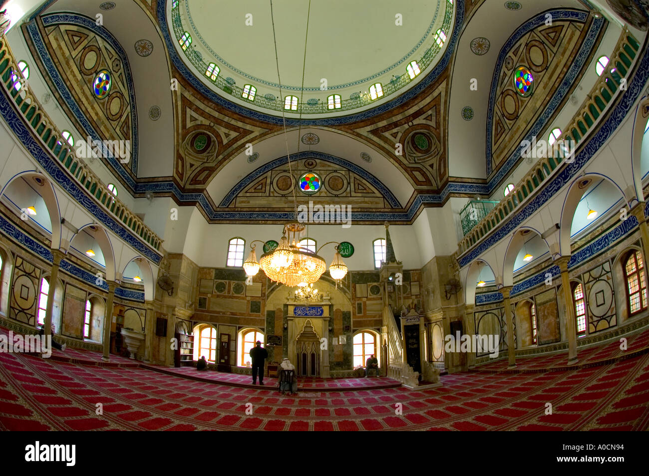Israel Akko old city the El Jazzar mosque interior fisheye view Stock ...