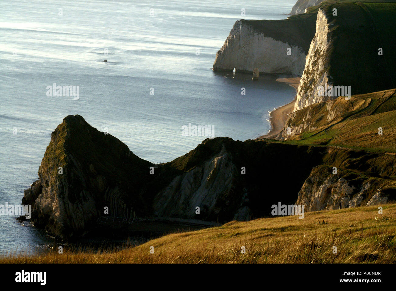 Durdle door in late afternoon in Autumn on Jurassic coast Dorset ...
