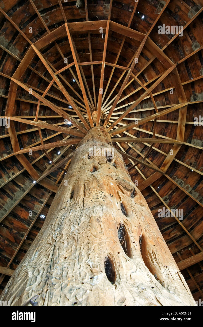 Round Barn roof interior Near Diamond Oregon Stock Photo - Alamy