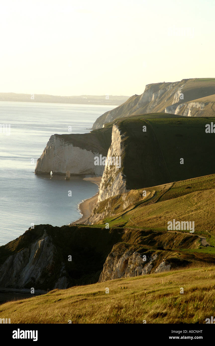 Durdle door in late afternoon in Autumn on Jurassic coast Dorset ...