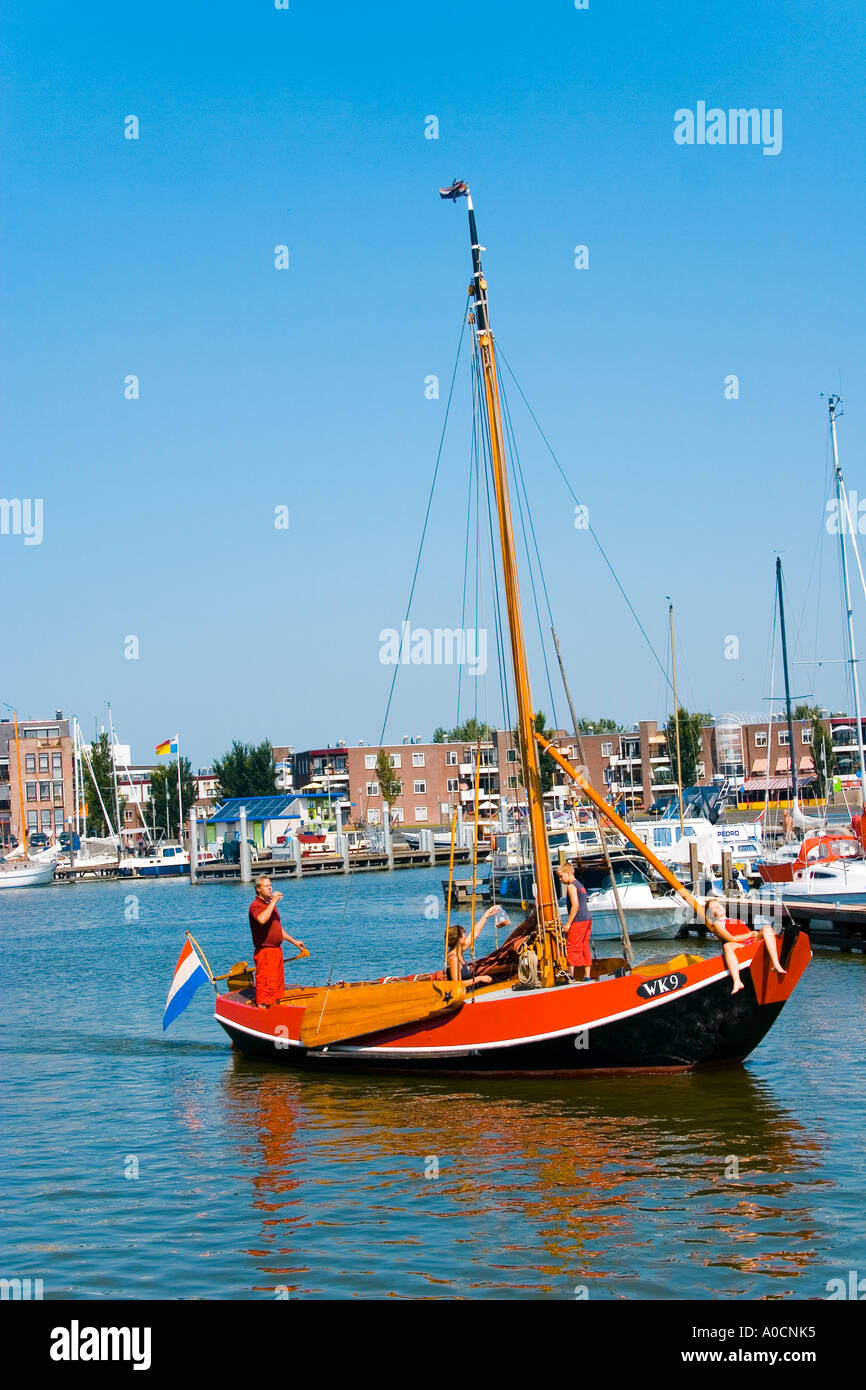 Vessel setting sail out of the harbour of Almere, Netherlands Stock ...