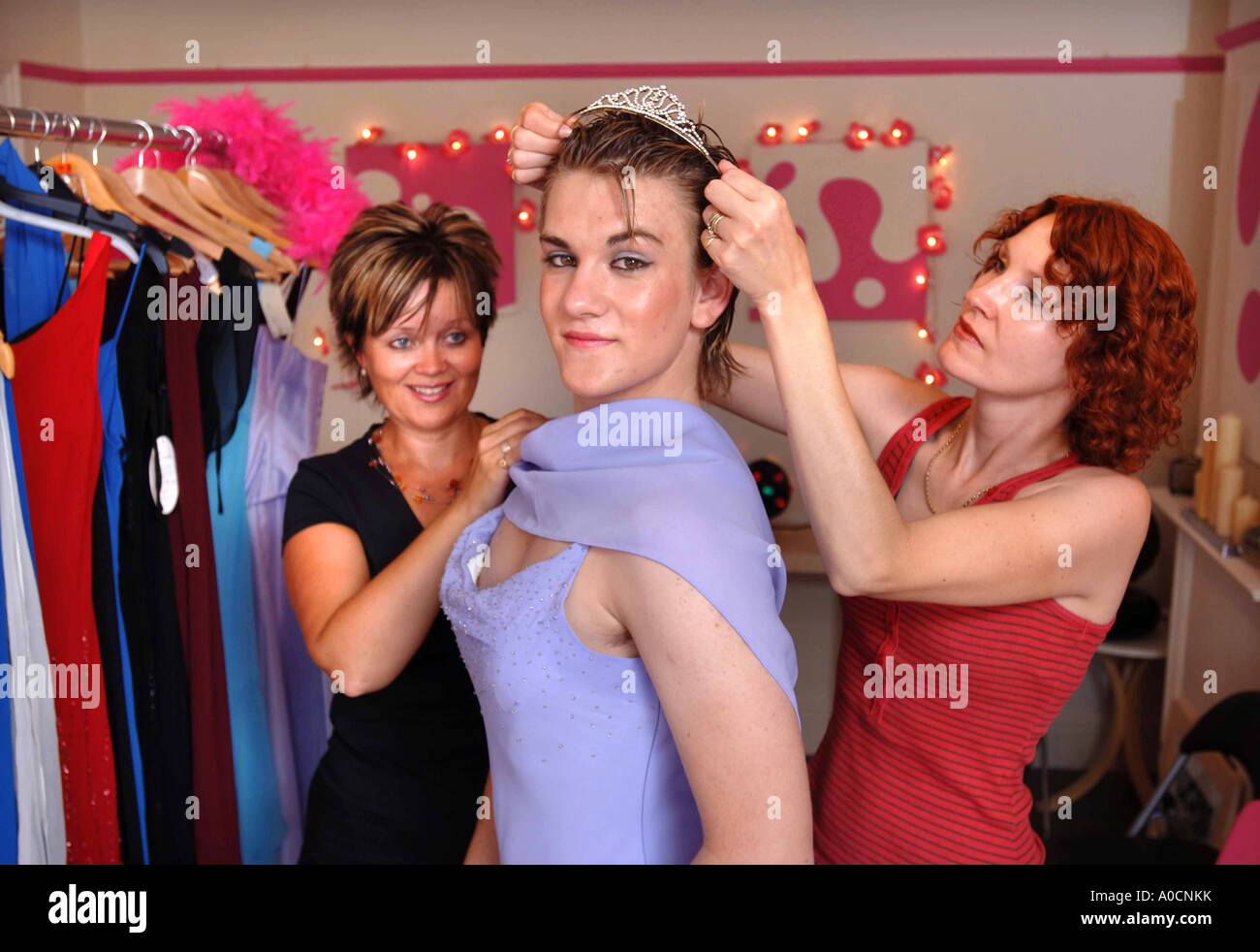 DAVID BIRCH FROM SOMERSET TRYING ON THE DRESS THAT HE WORE AS THE FIRST ...