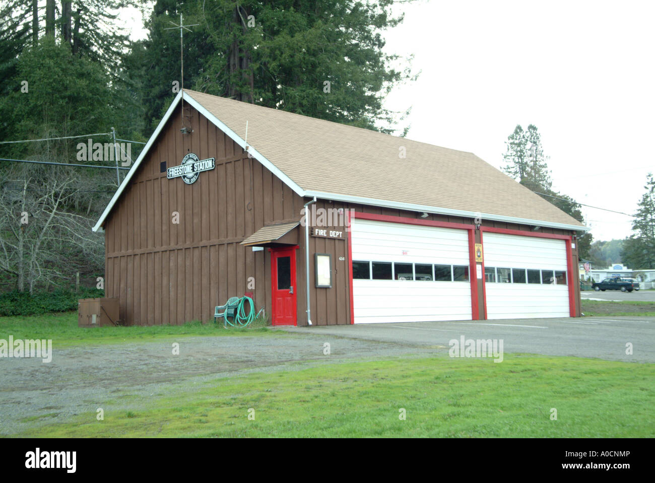 The fire house of the volunteer fire department in Freestone California ...
