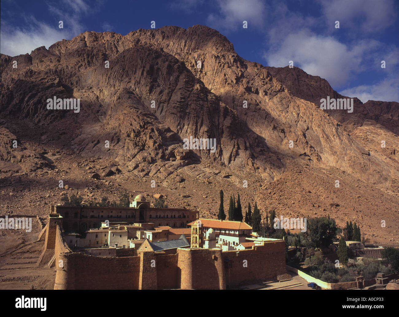 Egypt Sinai peninsula Sainte Catherine monastery elevated view with ...