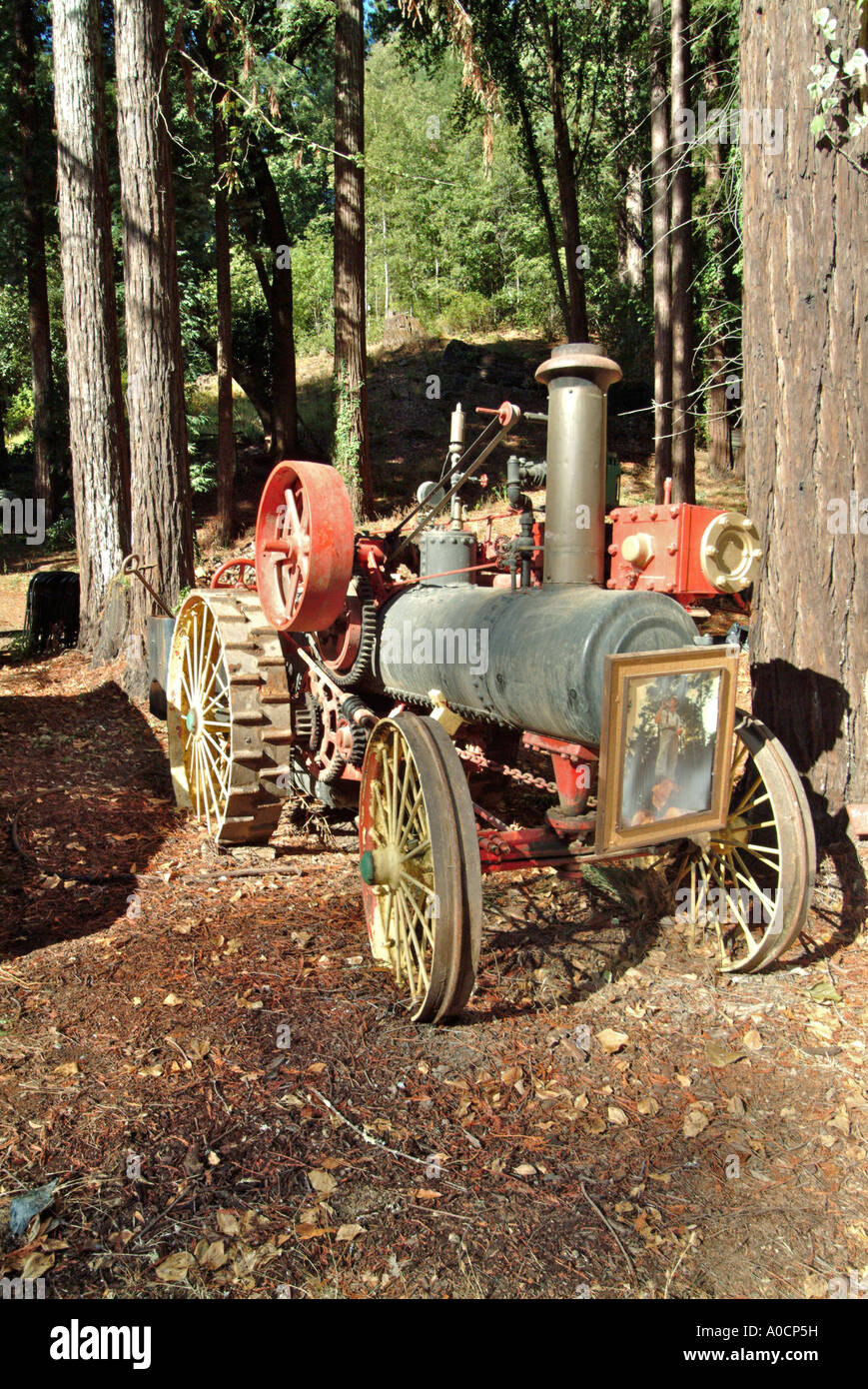 A steam powered tractor from the early 1900s sits at Sturgeons Mill ...